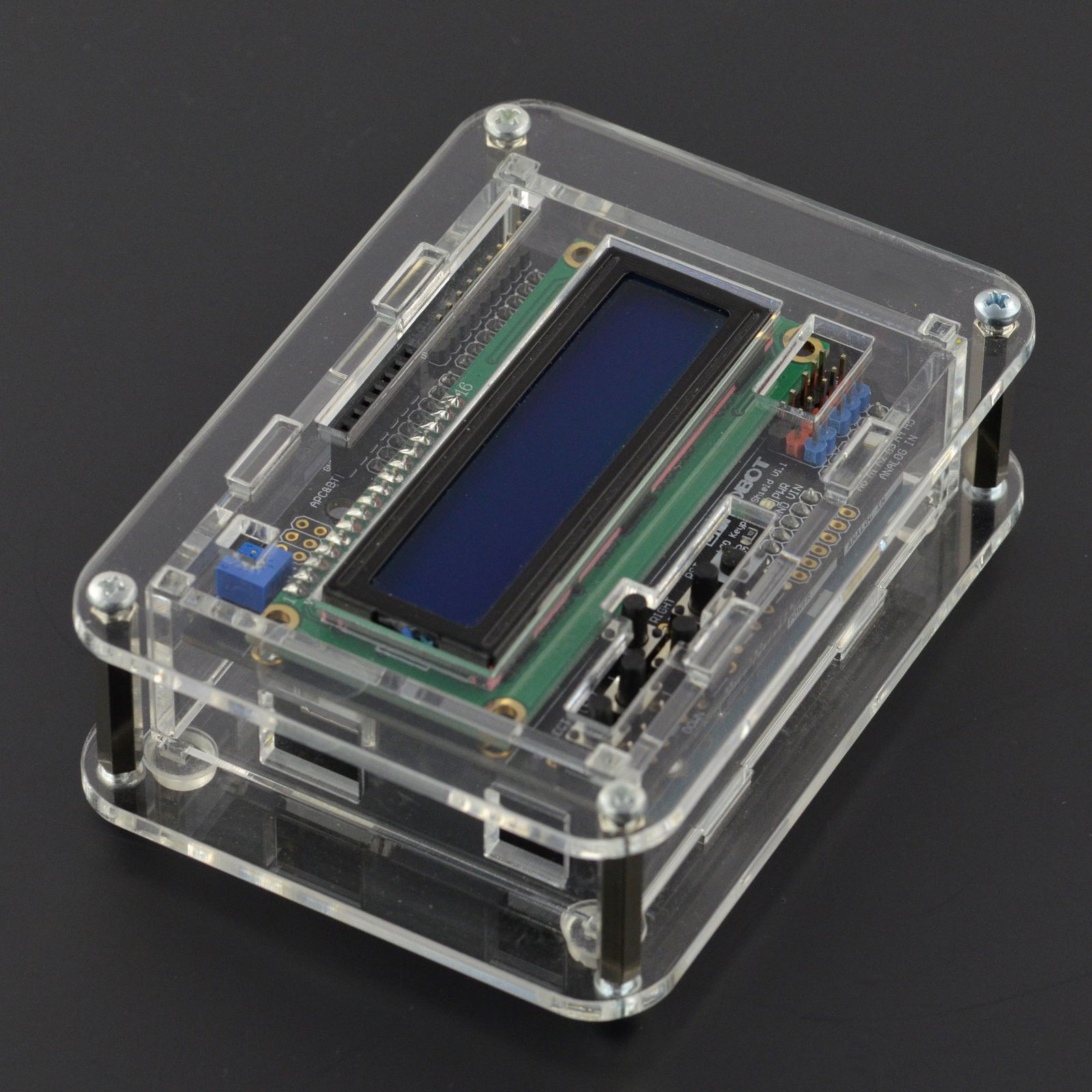 Gehäuse für Arduino Uno mit LCD Keypad Shield v1.1 - transparent Botland - Robotikgeschäft
